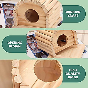 DUANY STORE Mini Wooden Hamster House, 11x10x9cm Small Animal Nesting Habitat，Hamster House Wooden Hut Play Toys Chews