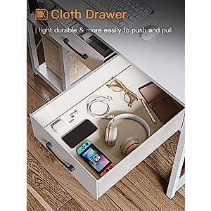 ODK Computer Desk with Drawers, 40 Inch Office Desk with Storage & Shelves, Work Writing Desk with Monitor Stand Shelf, White Home Office Desks for Small Spaces