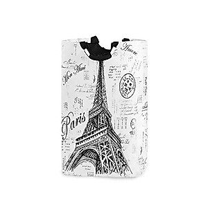Nander Laundry Basket, Collapsible Fabric Laundry Hamper, Foldable Or Upright Clothes Bag (Paris Eiffel Tower)