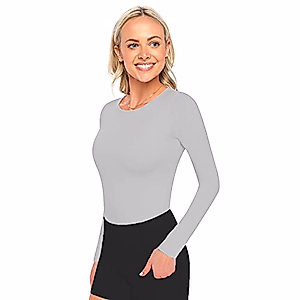 M&M SCRUBS Women's Under Scrub Tee Soft and Breathable Crew Neck Long Sleeve T-Shirt(Heather Charcoal, Small)