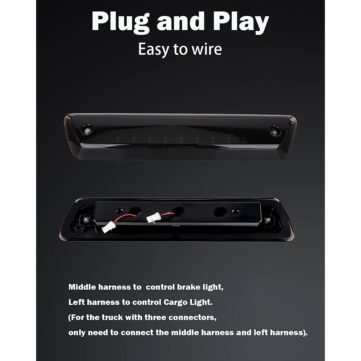 Third Brake Light Compatible with 2009 2010 2011 2012 2013 2014 Ford F150 3rd Brake Light Led Cab Cargo Tail Lights High Mount Brake Light with Seal Gasket