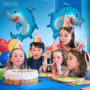 2 PCS Shark Balloons 1st Birthday Baby Shower Ocean Shark Theme Party Mylar Foil Shark Balloon Decor Supplies