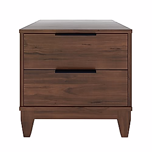 Boyd Sleep Bedroom Nightstand Bedside Table: Mackay Two Drawer Storage with Leg Base, Walnut