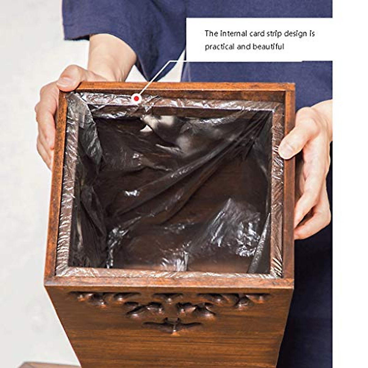 LEGU Trash cans Teak Trash Can, Durable Multifunction Garbage Can Waste Basket for Bathroom, Bedroom, Office and More 10L/2. 6 Gal Garbage Cans (Color : Auspicious)