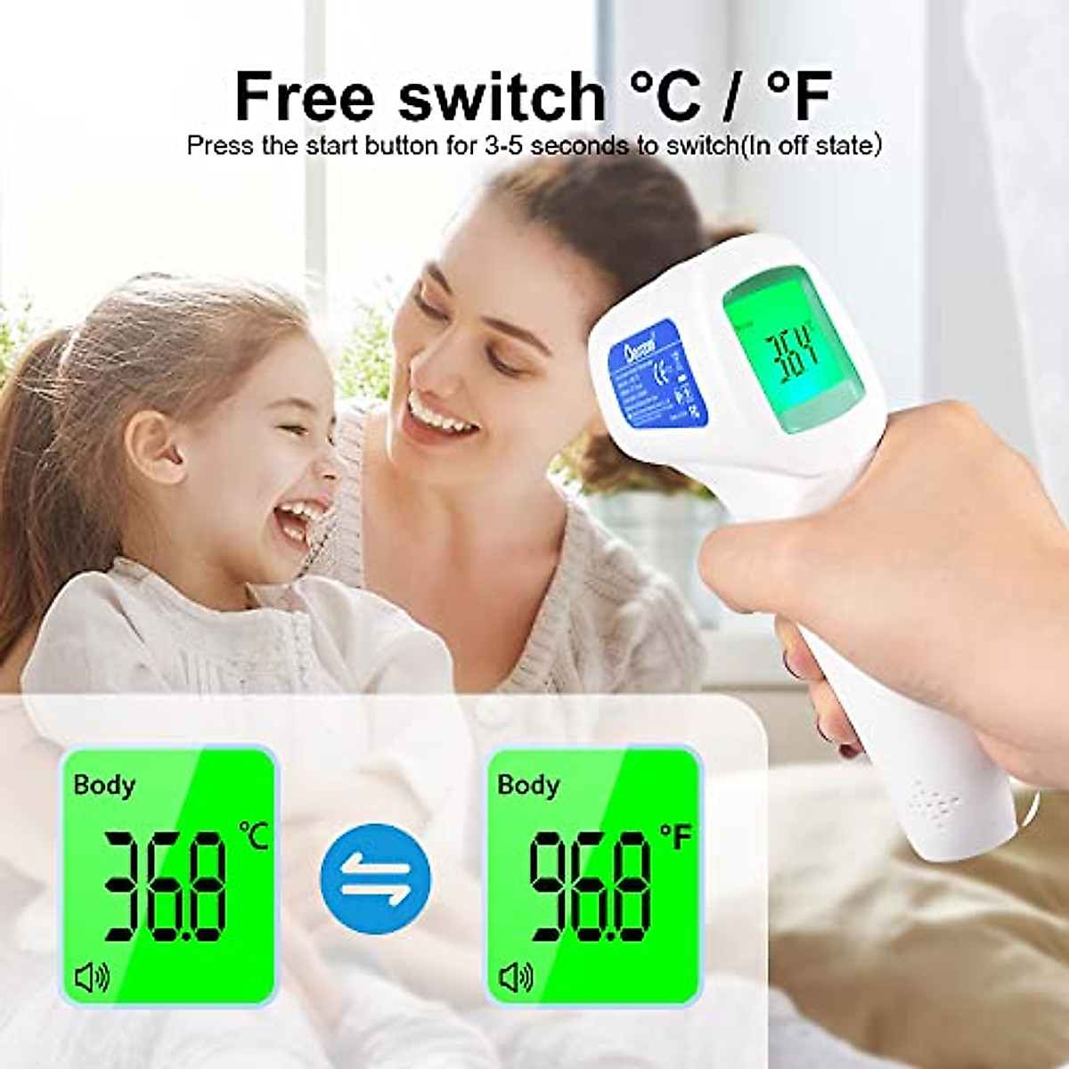 Berrcom Non Contact Infrared Forehead Thermometer JXB-178 Contactless Thermometer 3 in 1 for Kids Infant Adult Fever Check