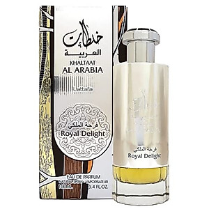 Lattafa Khaltaat Al Arabia Royal Delight (Silver) for Unisex Eau de Parfum Spray, 3.4 Ounce