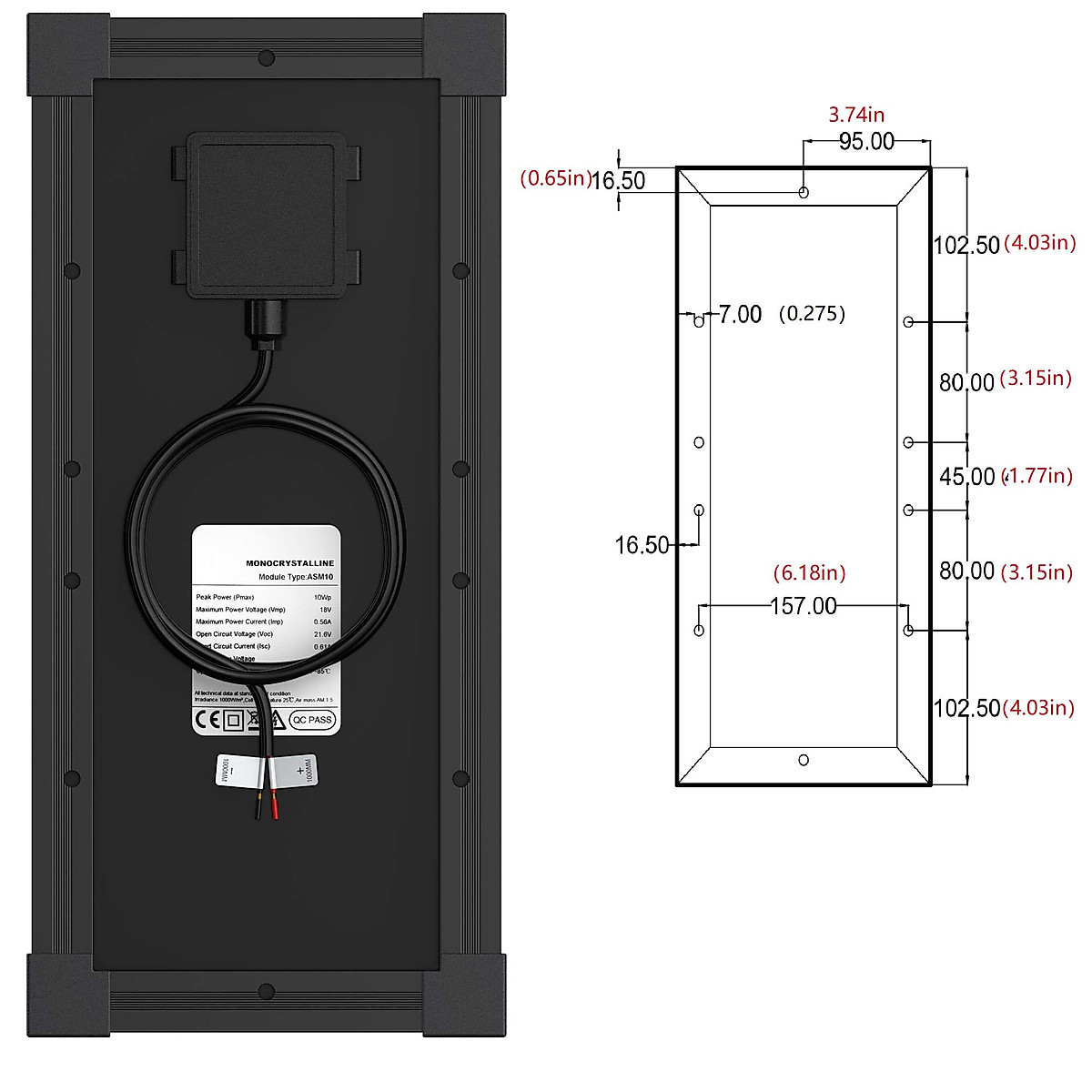 SolarEnz 10 W Mono Solar Panel Charger for Automatic Solar Gate Opener Systems Solar Panel Electric Fence Kit