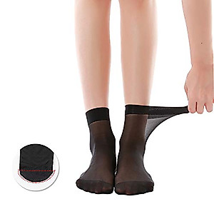 12 Pack Women's Ankle Nylon Silky Socks, High Sheer Stockings for Women, Girls, Office, Home
