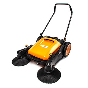 SUNMAX RT980 Industrial Floor Sweeper with Triple Brooms, 38" Outdoor and Indoor Sweeper, 38,000 Square feet per Hour, 12 gal Waste Container