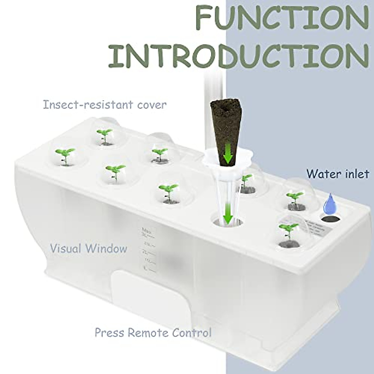 Hydroponics Growing System, 9 Pods Indoor Garden with Cyclically Timed 100 LED Grow Light and Water Pump, Garden Planter Kit for Herbs, Vegetables, Plants Flowers and Fruit (Transparent)