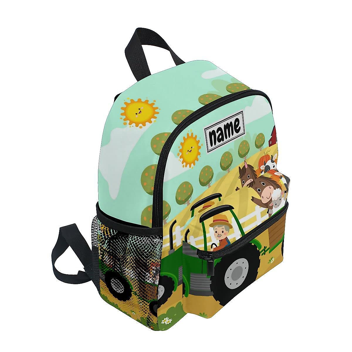 Glaphy Custom Kid's Name Backpack, Farm Animals Cow Horse Cartoon Toddler Backpack for Daycare Travel, Personalized Name Preschool Bookbags for Boys Girls