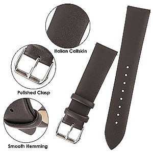 cobee Leather Watch Straps, Soft Calfskin Leather Watch Band Quick Release Leather Replacement Watchband for Men Women Universal Watches Bracelet Stainless Steel Clasp Buckle(Dark Brown, 22mm)
