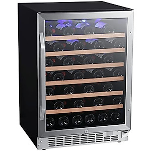 EdgeStar CWR532SZ 24 Inch Wide 53 Bottle Built-In Single Zone Wine Cooler with Reversible Door and LED Lighting - Stainless Steel