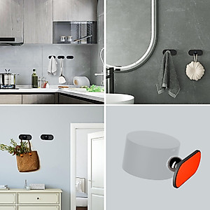 Adhesive Hooks for Wall Light, 3M Sticky Hook for Wall Sconce Hanging Heavy Duty Shower Hook, Stick on Key Holder, Bathroom, Towel, Outdoor, Kitchen Door, Home Improvement Black Hook - 2 Packs