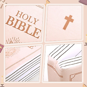 lasuroa Bible Pillow, 13x8.66x3.54 Inch Velvet Book Shape Pillow Plush That Opens Scripture Khaki Holy Bible Pillow Cozy Faith Bible Gift for Women Men