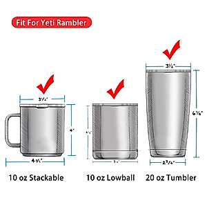 Covers For Yeti Magnetic Slider Replacement, 2-Pack Spill-Proof Maglsider Fit For Yeti Rambler 20 oz Tumbler, 10 oz Lowball and Mug