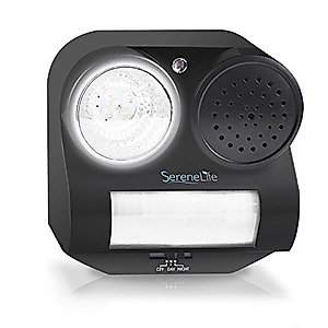Serene Life Electronic Mountable Outdoor Pest Repeller - 2018 Upgraded Battery Powered Ultrasonic Sound Eco Humane Home Lawn Yard Garden Bird and Bat Repellent Control w/ Motion Sensor, Light PSLBRP4