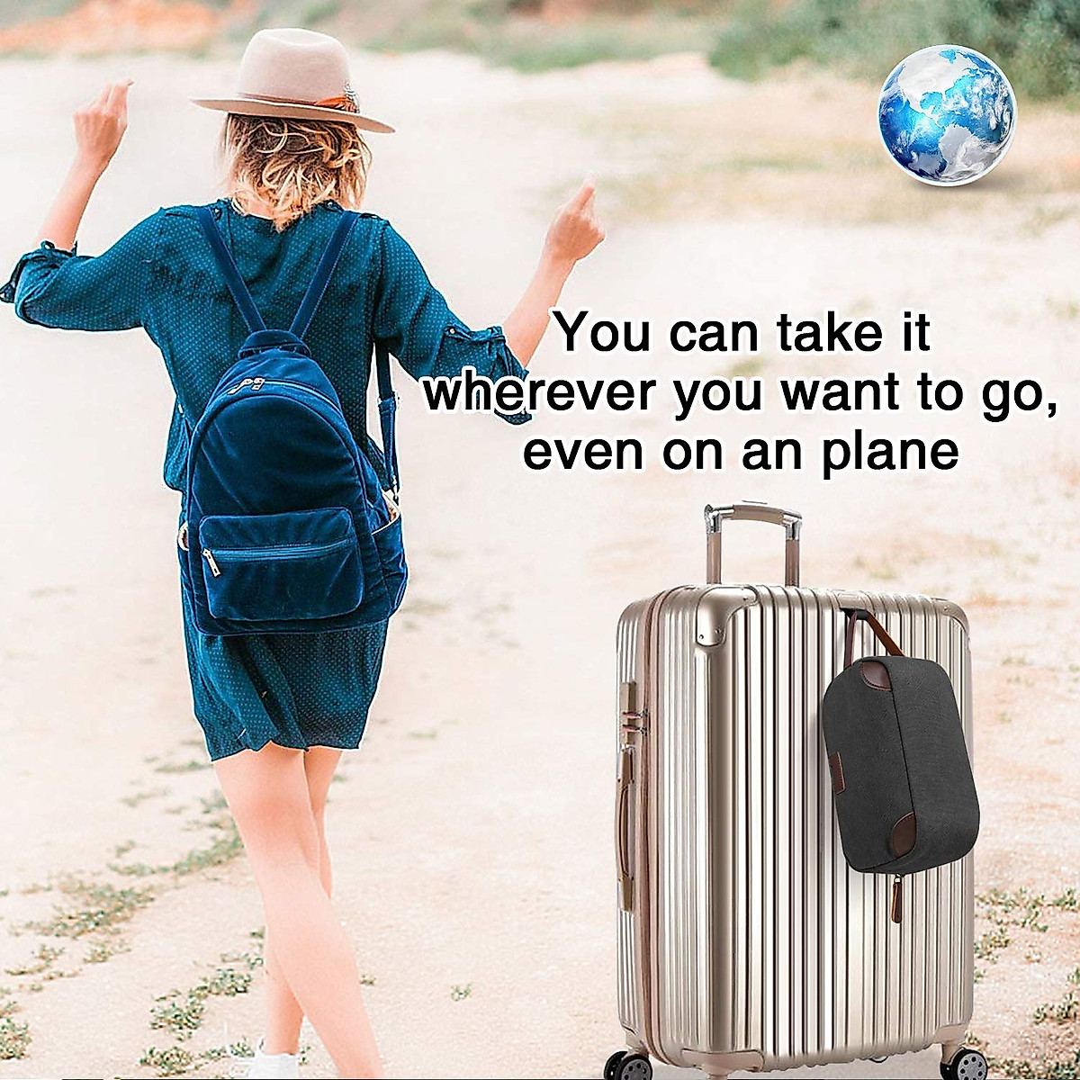 TOUPONS Men's Travel Toiletry Organizer Bag Canvas Shaving Dopp Kit TSA Approved (Black)