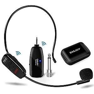 Wireless Microphone Headset,Rechargable UHF Transmitter & Receiver Microphones System,2 in 1 Mic for Voice Amplifier,Pa System,Stage Speaker,Singing,Speaking,-Not Suitable for iphone & Smartphones