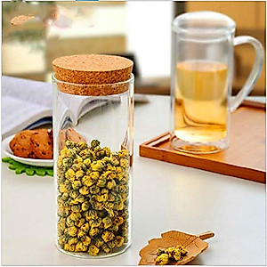 XINGZI Kitchen Storage Containers With Cork Lids Set Of 2 300ml/10oz Durable Refillable Clear Glass Food Canisters Storage Container Vial Jars For Tea Coffee Flower Dry Goods Pantry Organization