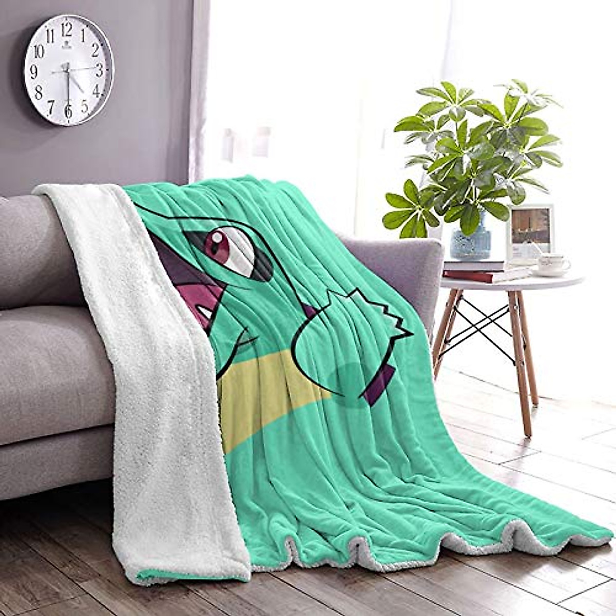 Fluffy Blanket Happy Totodile Bed Blankets Super Soft Reversible Sherpa Fleece Blanket Throws 80" X60