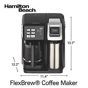 Hamilton Beach FlexBrew Trio 2-Way Coffee Maker, Compatible with K-Cup Pods or Grounds, Single Serve & Full 12c Pot, Permanent Gold-Tone Filter, Black & Silver