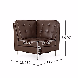 Christopher Knight Home Gebo Sofas, Dark Brown + Chrome