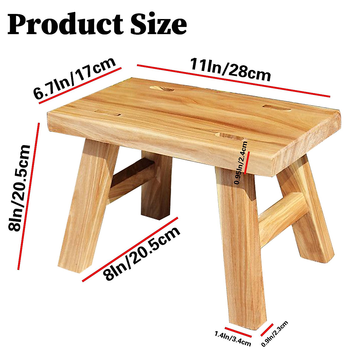 CozyHaus 8Inch Solid Wooden Step Stool,Small Footstool for Kids & Adults Small Bench Plant Stand Fishing Stool, Perfect for High Beds, Kitchen, Bathroom, Closet, Fishing (Orange)