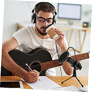 Vaguelly 2 Sets Computer Microphone Podcast Studio Microphone Laptop Stand for Desk Live Broadcast Mic Usb Recording Mic Condenser Microphone Recording Microphone Trumpet Capacitance Metal