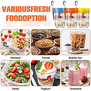 Didaey 8 Pcs Overnight Oats Containers with Lids and Spoon 16 oz Large Capacity Airtight Overnight Oats Jars Glass Jar with Lid Mason Jars with Measurement Marks for Cereal Milk Fruit Yogurt