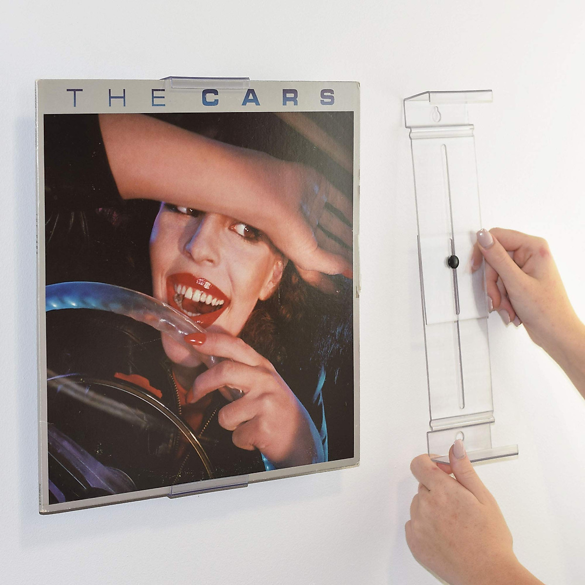 CollectorMount Album Mount 2 Pack Wall Mount Album Frame Brackets or Shelf Stand, Adjustable, Clear to display Vinyl Records