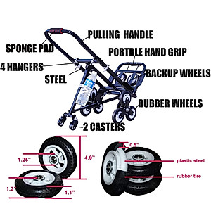 INTSUPERMAI Foldable Portable Stair Climbing Hand Truck Luggage Cart Climbing Dolly,Rubber Mute Wheel,Adjustable Handle Length 420LBS Capacity Handcart Luggage Cart