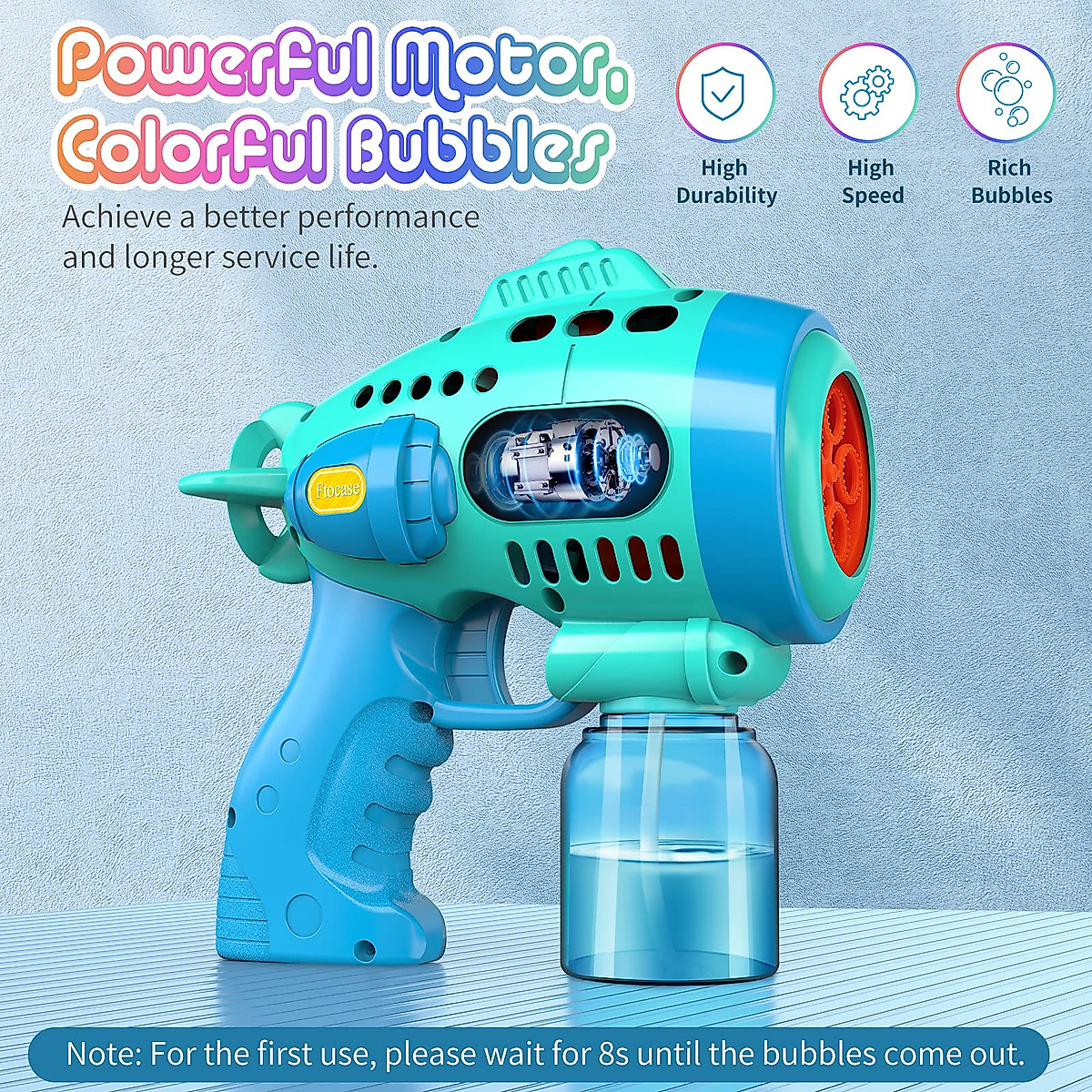 2 Bubble Gun with Bubble Liquid, Bubble Machine for Toddlers with 360-Degree Leak-Proof Design, Ergonomic Grip, Automatic Bubble Guns for Kids, Party Favors, Birthday Gift, Easter (2 Pack)