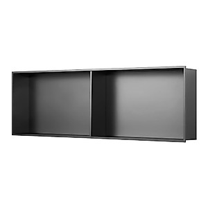 Sunrosa 12 X 36 Inch Shower Niche, Black Wall Niche Stainless Steel Wall Niche NO Tile Needed Recessed Niche Shower for Bathroom Storage, 1 Dividers