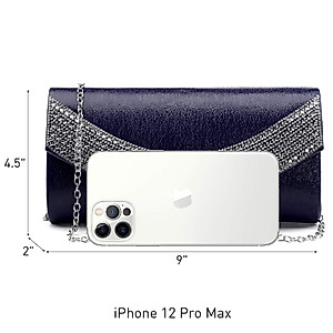 Dasein Womens Clutch Purses Rhinestone Evening Bags Formal Wedding Party Purse Prom Handbags (Navy)