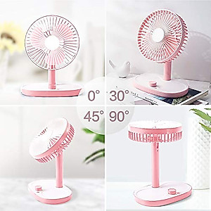 SmartDevil 6.5“ Small Desktop Fan, Personal Desk Fan With Storage Function, 2600 mAh Battery Operated Table fan, Smart Timing Function, Stepless Speed Regulation, for Home, Office, Bedroom, Pink