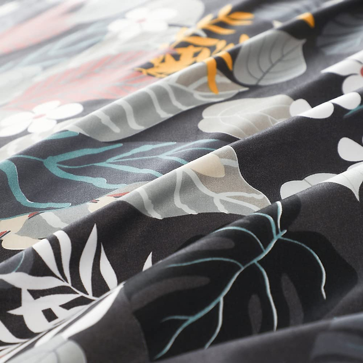 CoutureBridal Tropical Plant Duvet Cover Set King Size Multicolored Monstera Leaf Print Bedding Set with Zipper Ties 3 Pieces Soft Microfiber Aesthetic Comforter Cover Stylish Deco