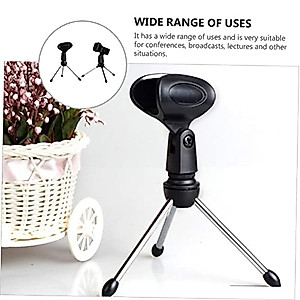 Mikinona 2pcs microphone stand microphone tripod mic holder bracket desk mic table mic stand microphone support mic bracket tabletop tripod microphone mount plastic desktop selfie stand