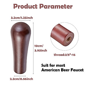 LitKiwi 4Pcs Beer Tap Handle,Premium Wooden Faucet Rustic Black Classical Style Handle,3/8''-16 Thread for Most Standard American Draft Beer Faucet,Homebrew,Kegerators and Bars