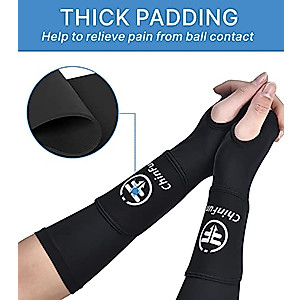 ChinFun Volleyball Arm Sleeves for Girls Women Passing Forearm Sleeve with Pads Kid Youth Adult Volleyball Training Equipment for Protect Arms from Sting 1 Pair Black Size 10 Inches