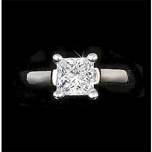 Venetia Top Grade 1.5 Carat Supreme Realistic Princess Cut Solitaire Simulated Diamond Ring Platinum Plated 925 Silver cz Cubic Zirconia Swarovski 1sq6