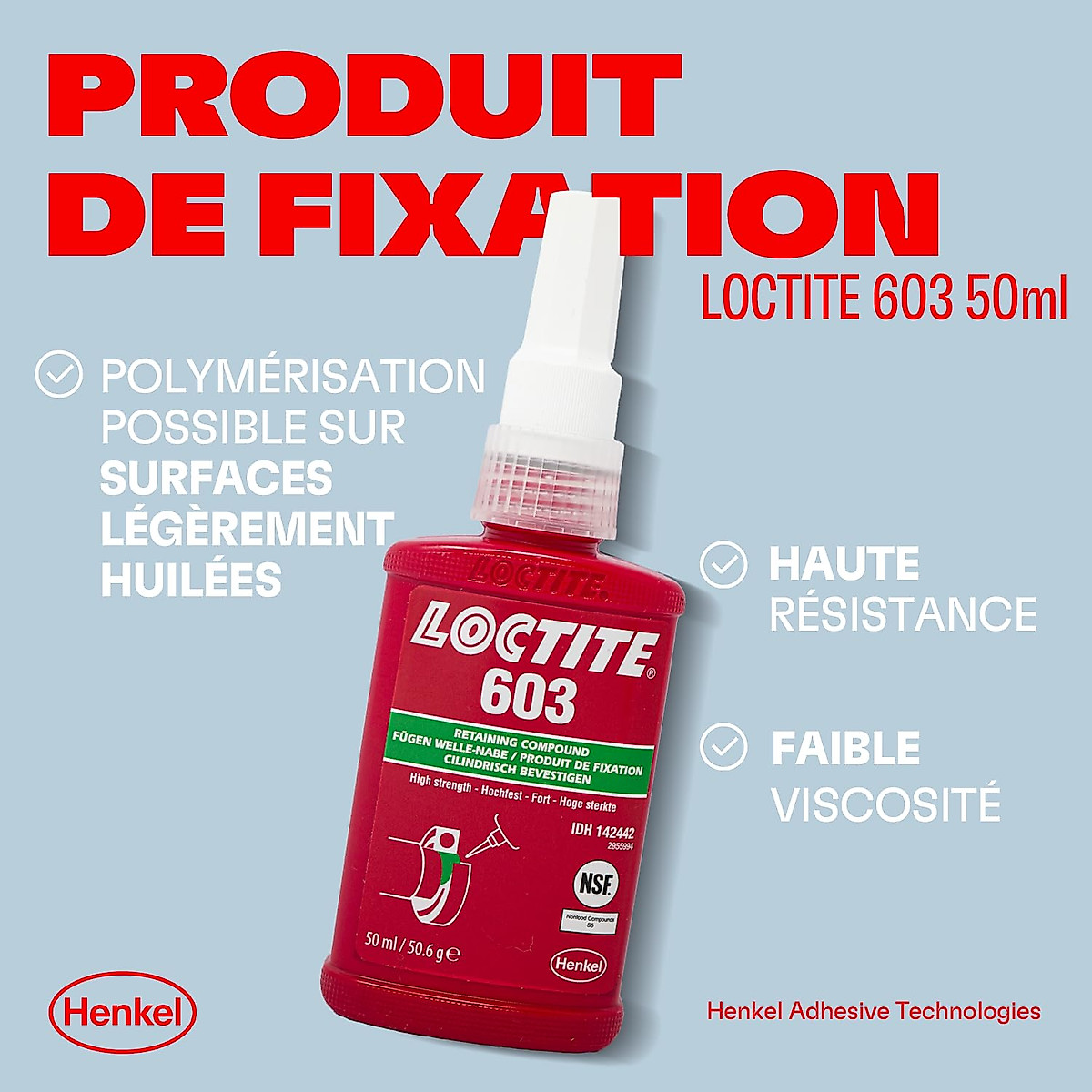 Loctite 142442 603 Threadlocker High Strength Retaining Compound, 50ml