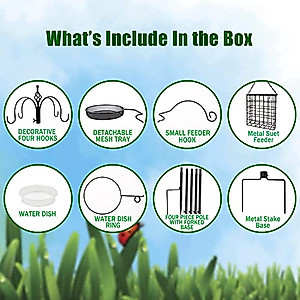 yosager Premium Bird Feeding Station Kit, 77" x 19" Bird Feeder Pole, Deluxe Multi Feeder Hanging Kit with Metal Suet and Bird Bath for Wild Birds Watching, Birdfeeder and Planter Hanger