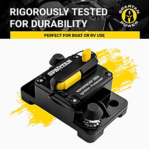 Spartan Power Ignition Protected Marine Circuit Breaker - Waterproof Circuit Breaker, Battery Disconnect Switch, Resettable Fuse, DC Circuit Breaker - 12V - 48V DC, 70 Amps