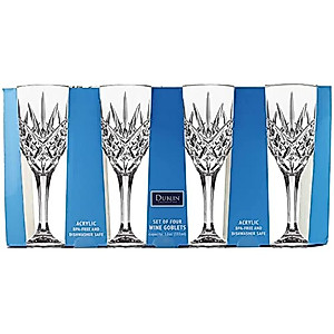 Godinger Wine Glasses Goblets, Shatterproof and Reusable Acrylic - Dublin Collection, Set of 4