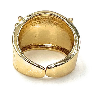 LESLIE BOULES 18K Gold Plated Evil Eye Ring Adjustable Size Jewelry for Women