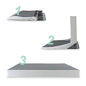 Zinus No Assembly Metal Box Spring / 7.5 Inch White Mattress Foundation/Sturdy Metal Structure, Split King & Compack Metal 7 Inch Support Bed Frame for Box Spring and Mattress Set, Black, King