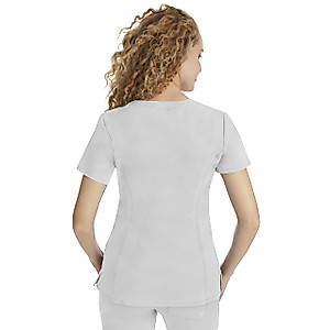 Healing Hands Scrub Top for Women with 3 Pockets and Easy Care, 2-Way Stretch Fabric 2278, M, White