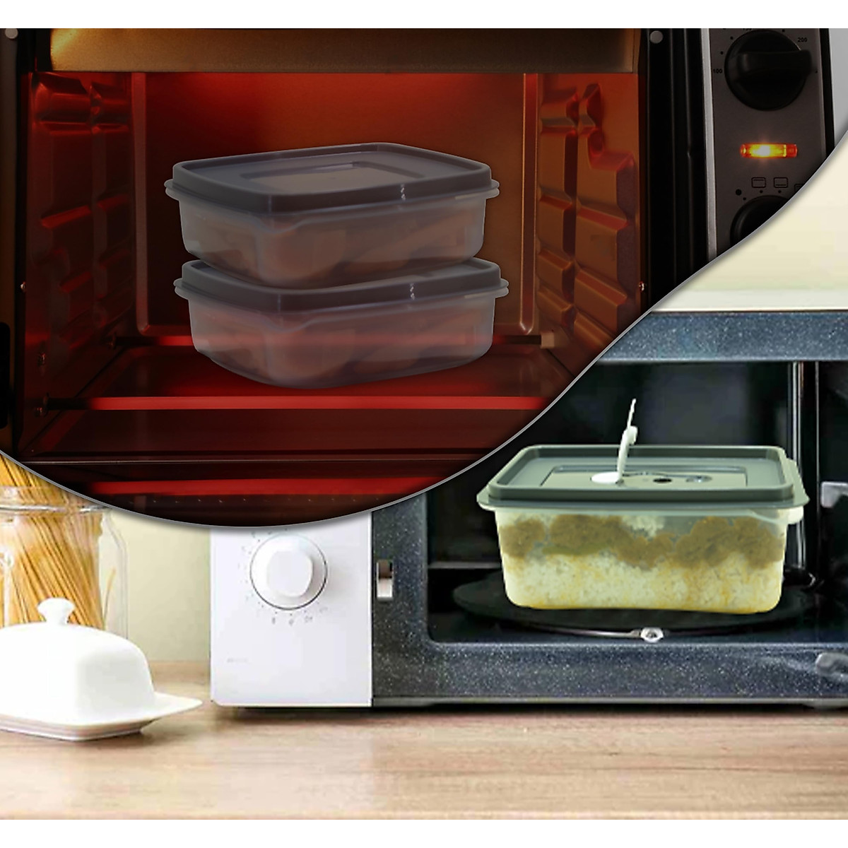 Neez Plastic Food Storage Box With Lids- Clear Containers Air Tight Snap-On Lock for Fridge, Kitchen - Reusable, Stackable, Freezable, Microwavable Organiser Sets (Pack of 7)