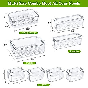 YKIOKE 10 Pack Refrigerator Pantry Organizer Bins & 8 Pack Fridge Organizer with Egg Holder (18 Pack)